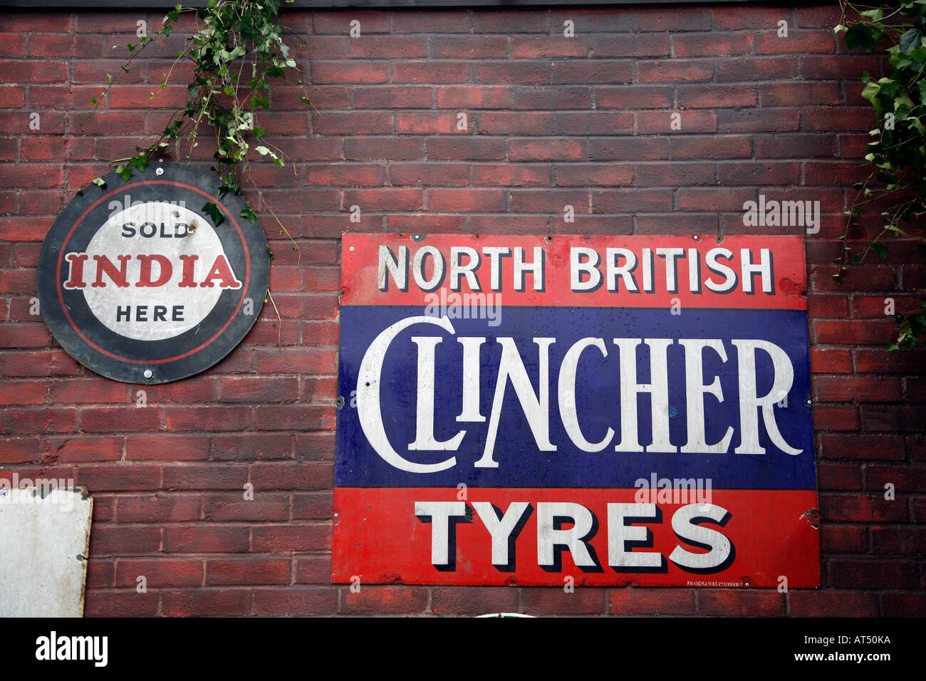 Vintage advertising sign for clincher tyers at the Goodwood Revival ...