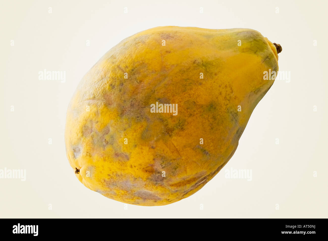 a single whole papaya on pale yellow coloured background Stock Photo ...
