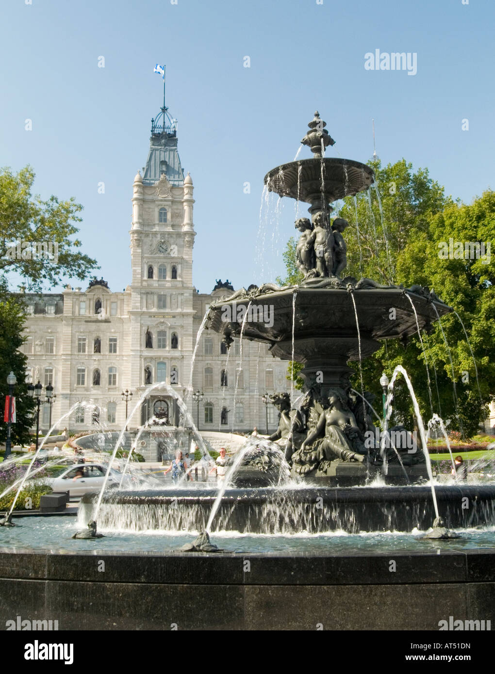 A fountain in front of the Assemblee Nationale, the provincial ...