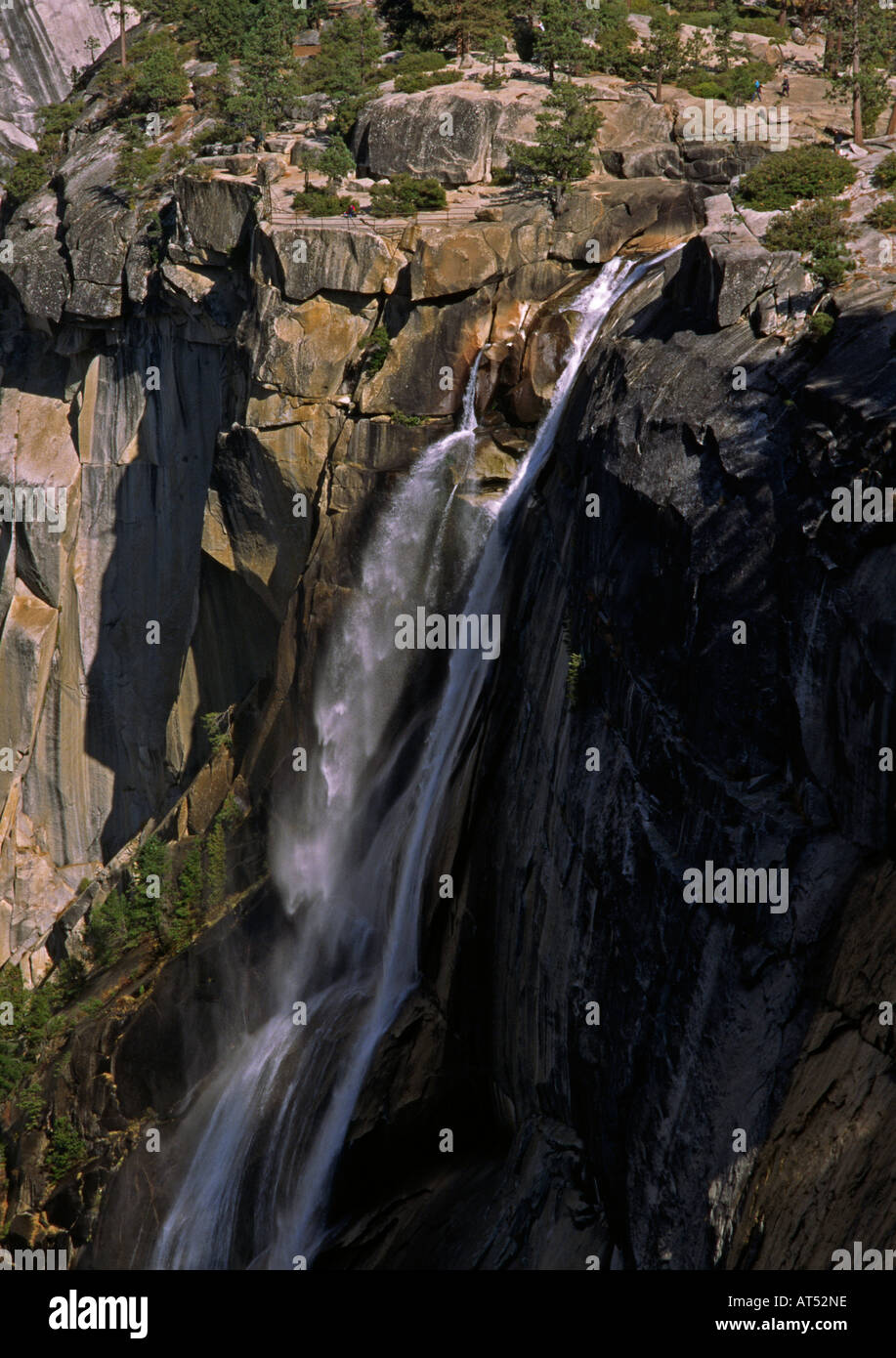 NEVADA FALLS drops 600 feet as the MERCED RIVER heads towards the ...