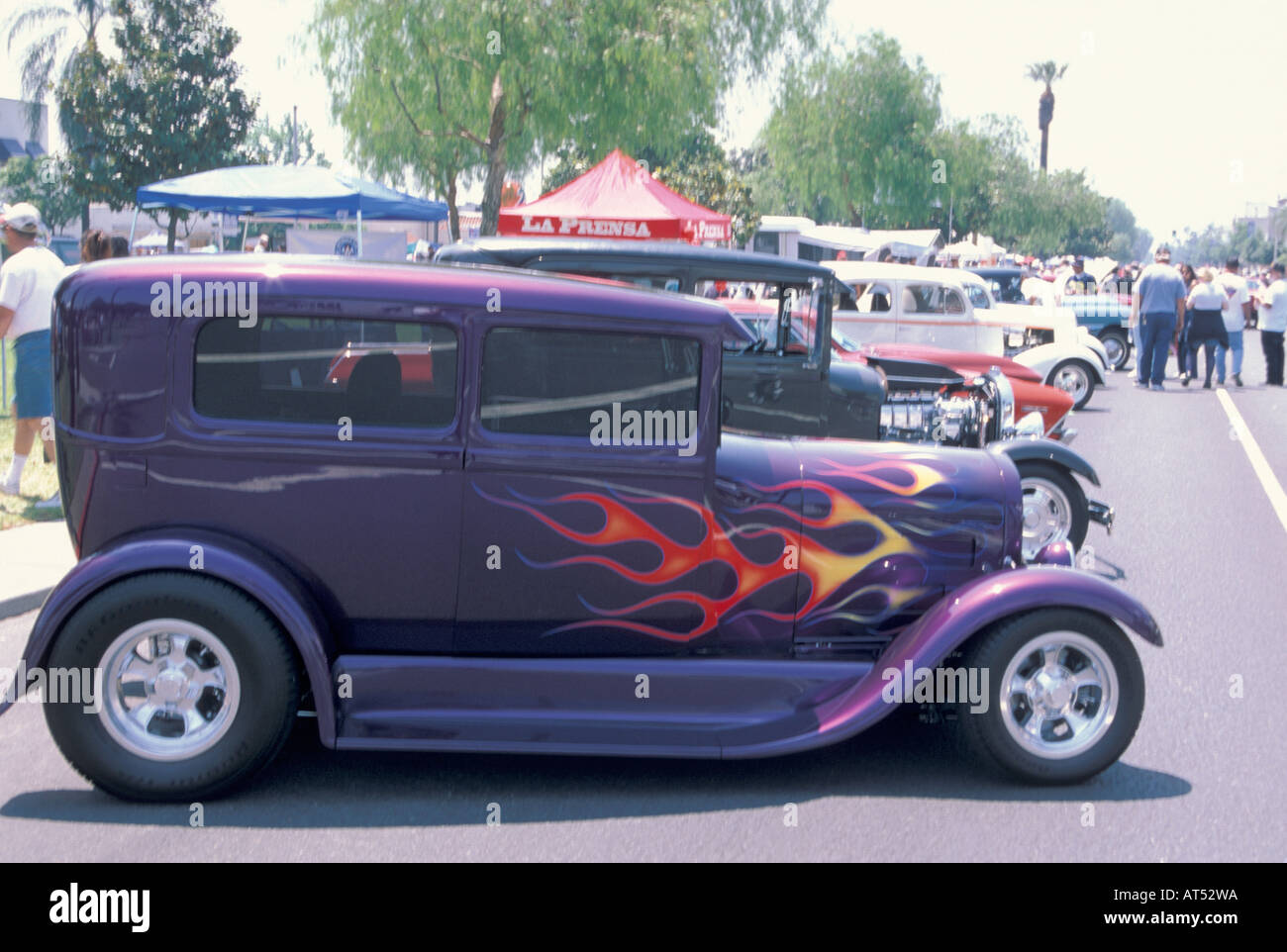Purple and Flames Hot Rod Stock Photo - Alamy