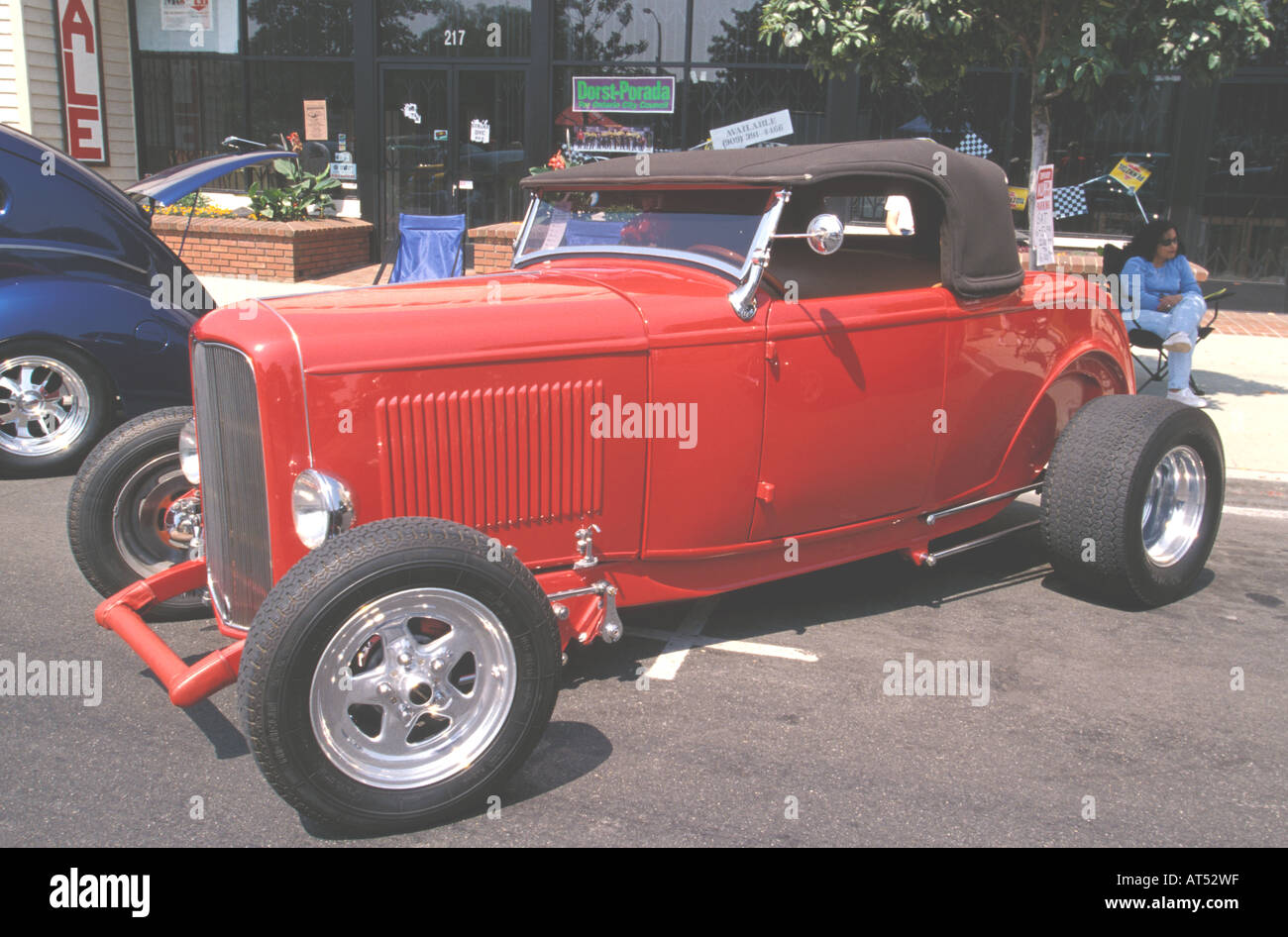 Red converable Hot Rod Stock Photo - Alamy