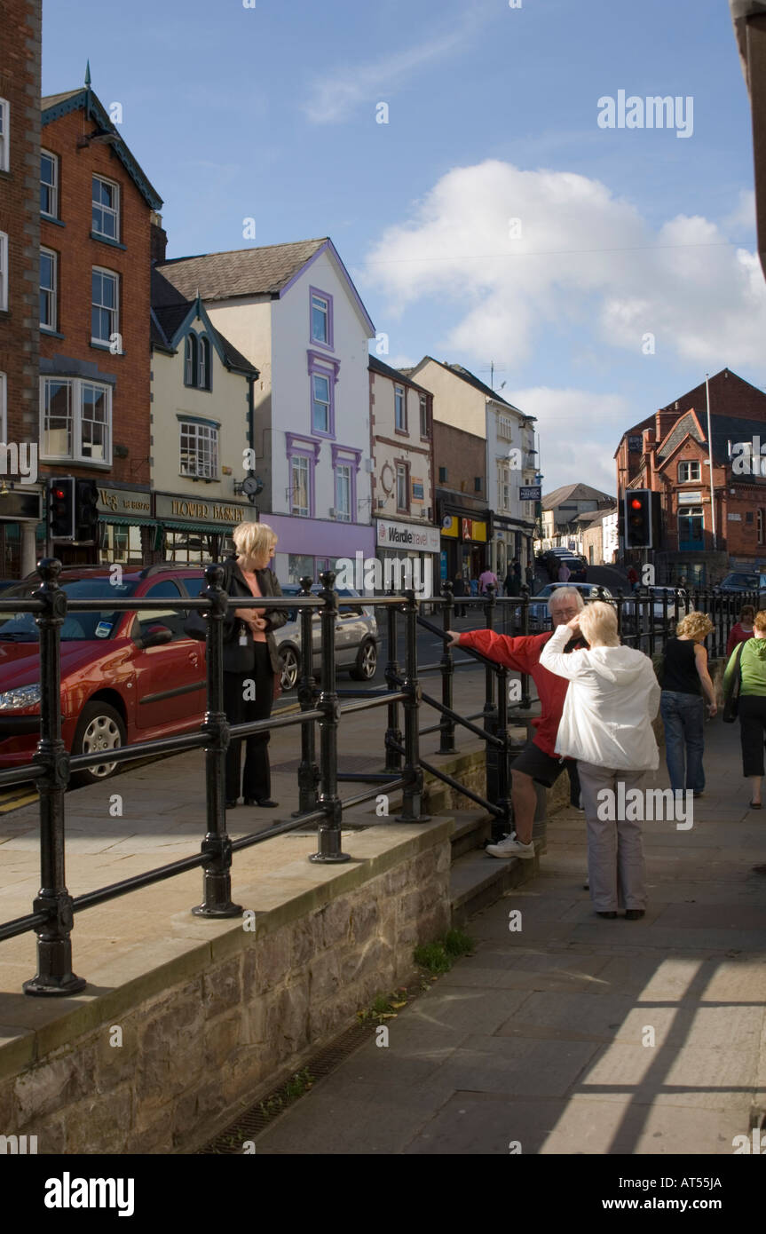 Shoppers in the Town centre, Denbigh (Dinbych) North Wales, afternoon ...
