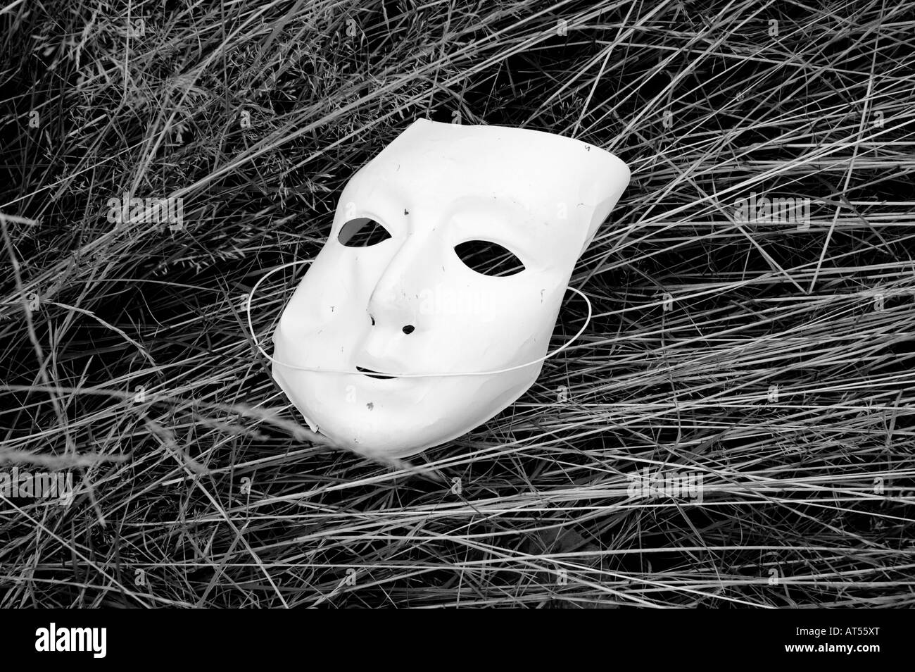White mask in long grass Stock Photo - Alamy