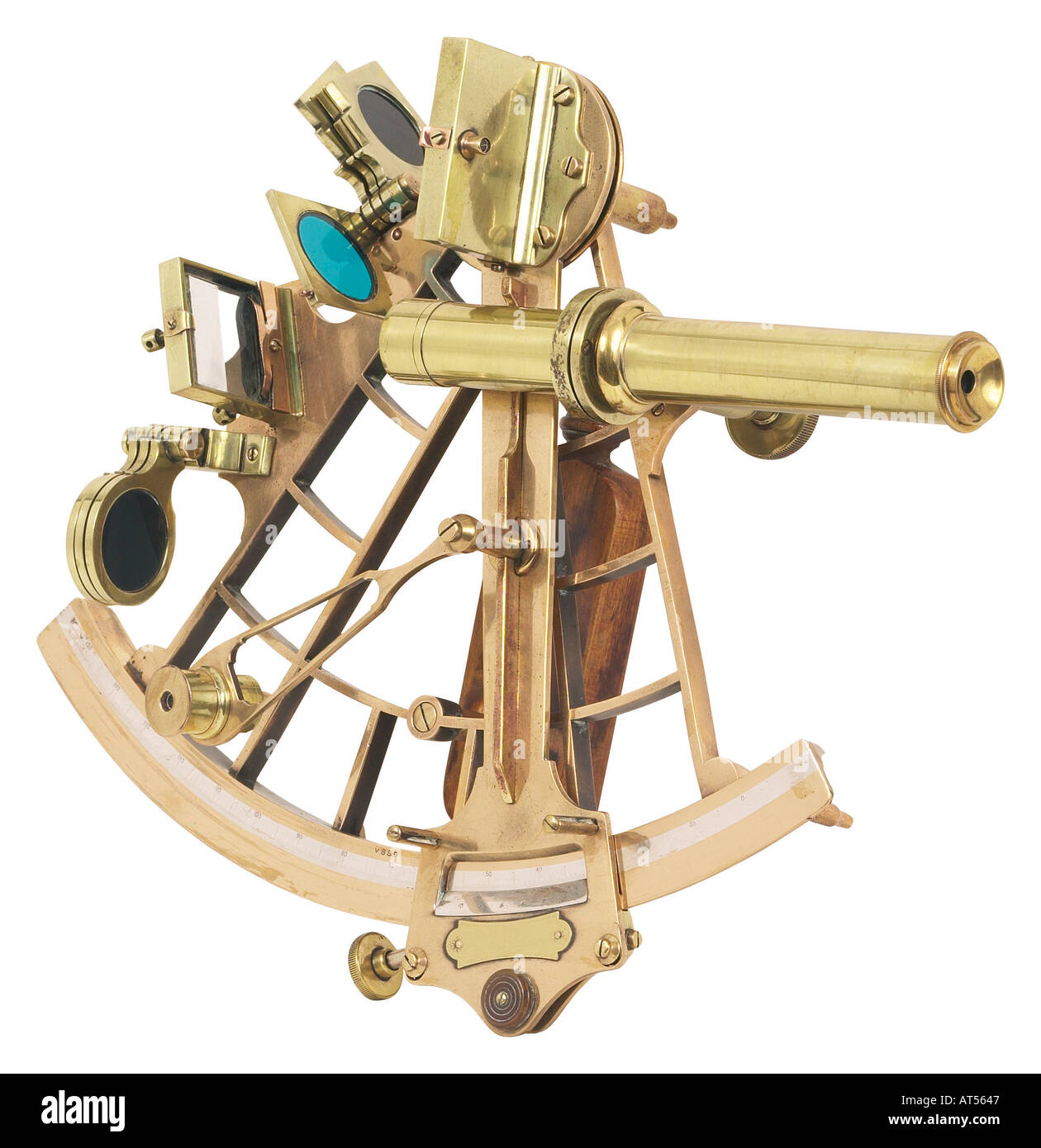 Antique brass sextant Cut Out Stock Images & Pictures - Alamy