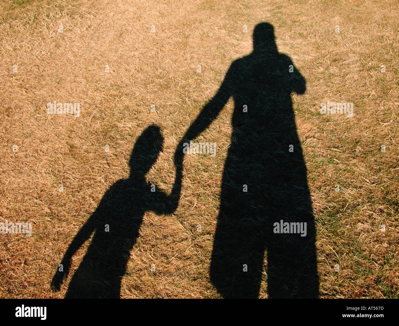Father and Son shadows on the grass filled ground 2003 Stock Photo - Alamy