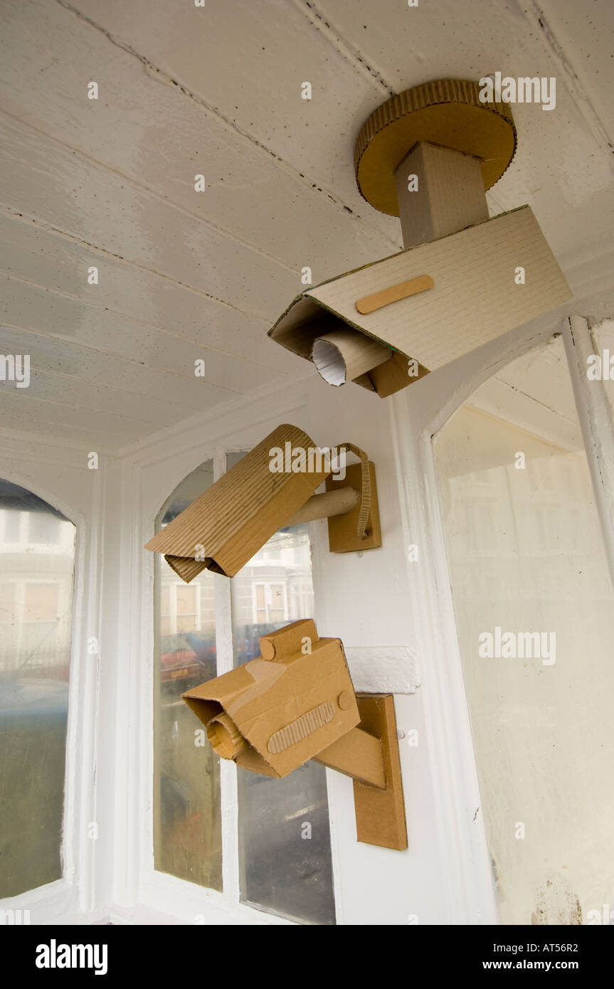 Cardboard fake CCTV closed circuit television cameras - part of an art ...