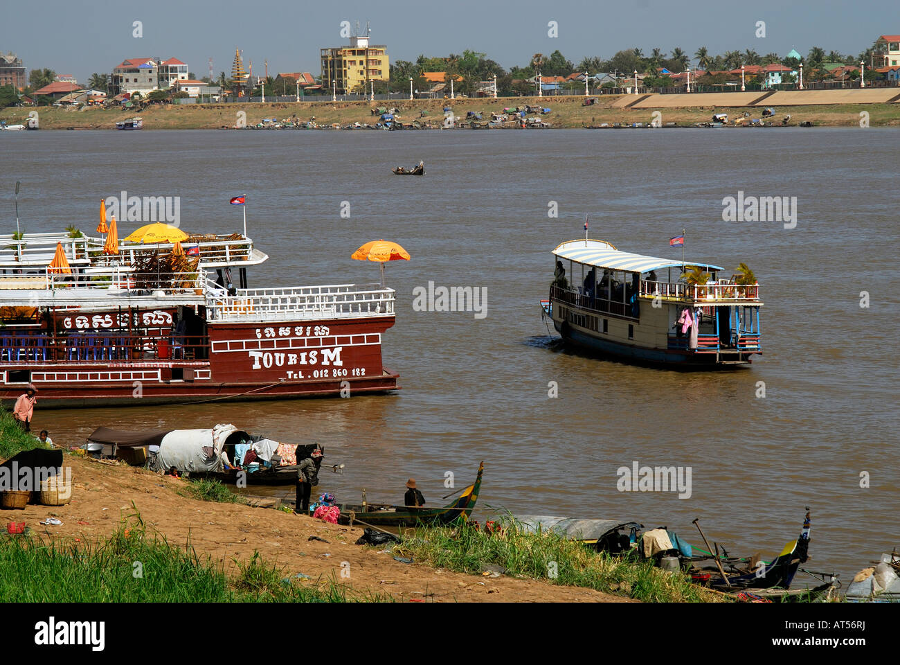 Boats on Tonle Sap river,Phnom Penh,Cambodia Stock Photo - Alamy
