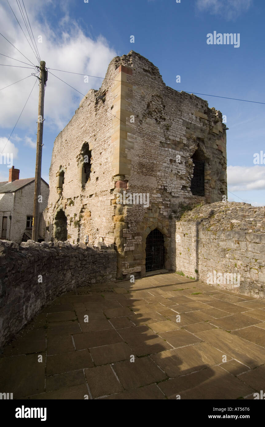 Ruined burgess gatehouse and town wall, Denbigh Castle, north wales ...