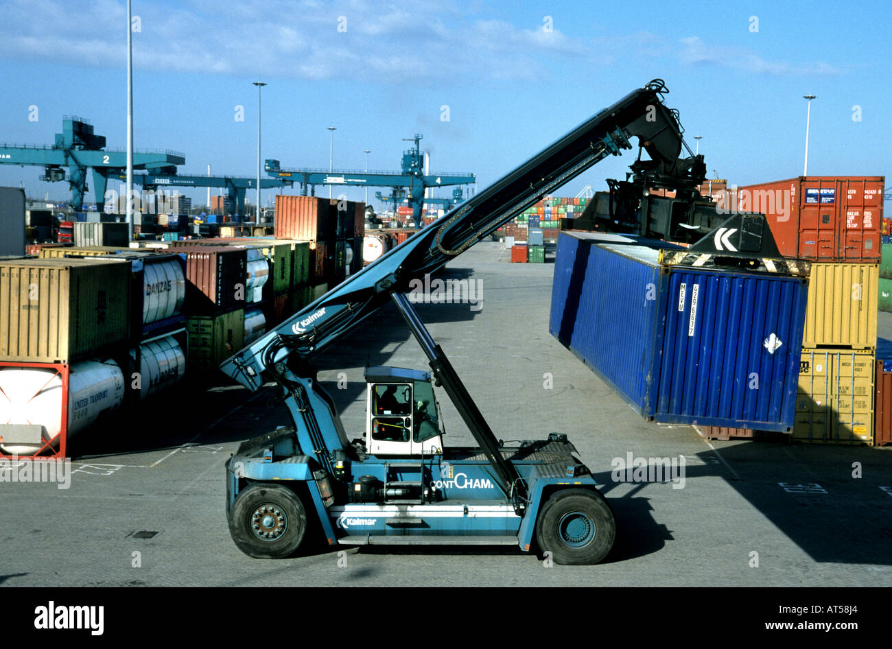 Rotterdam Netherlands containers boat Port Harbor Stock Photo - Alamy