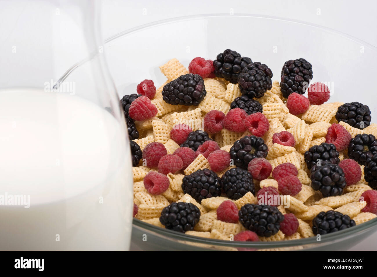 Cereals American simple breakfast a glass bowl with Berry fruits and ...
