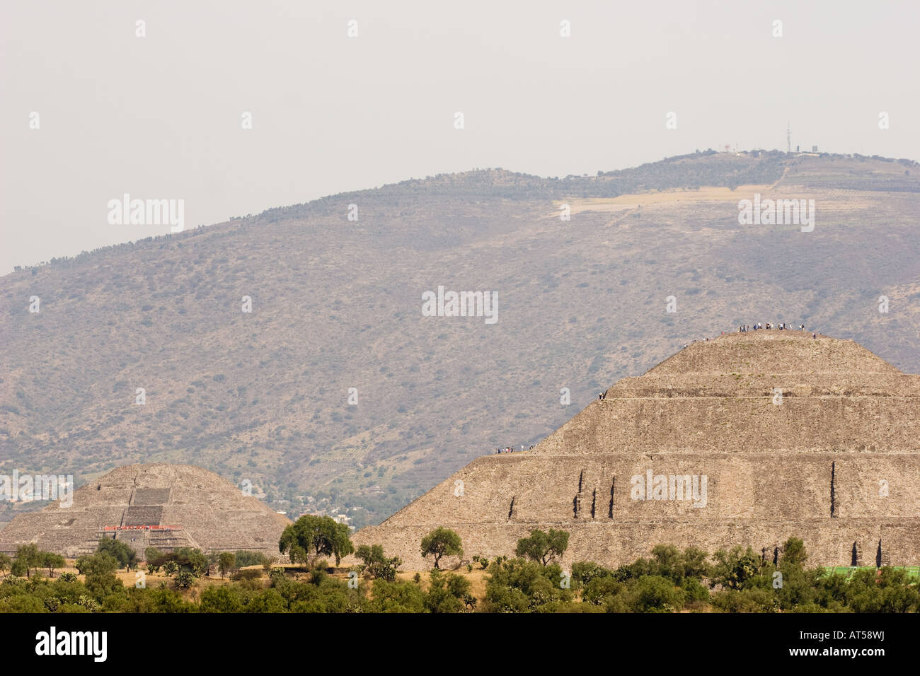 Pyramid of the Sun and the moon in Teotihuacan, Mexico, viewed from the ...