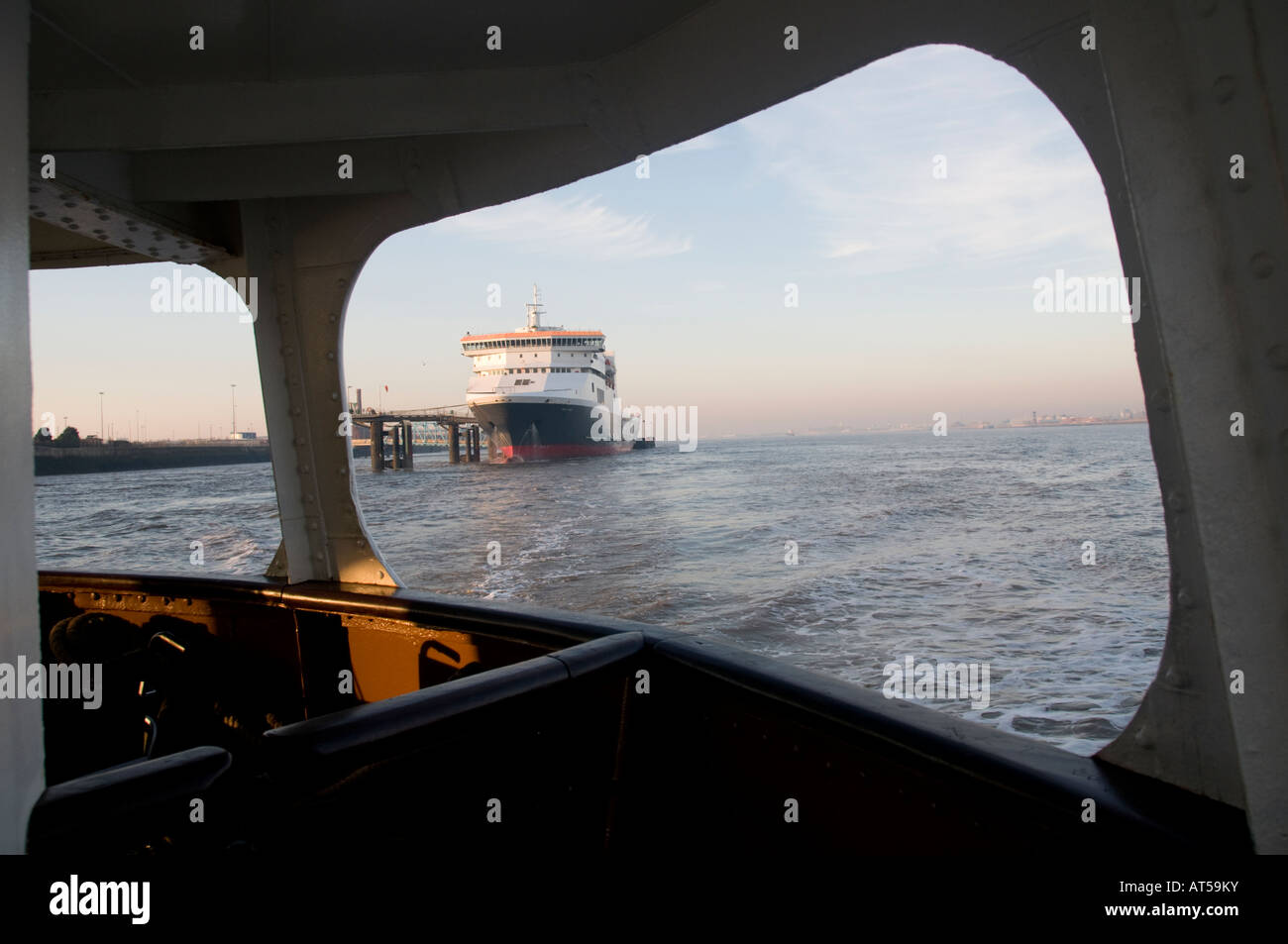 View of Norfolk line cargo vessel from the Mersey Ferry Liverpool Stock ...