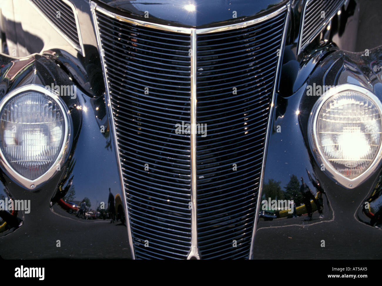 Black V8 hot rod radiator grill Stock Photo - Alamy