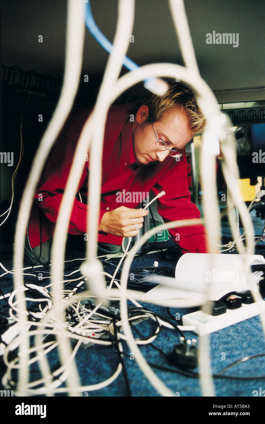 engineer with cabling Stock Photo - Alamy