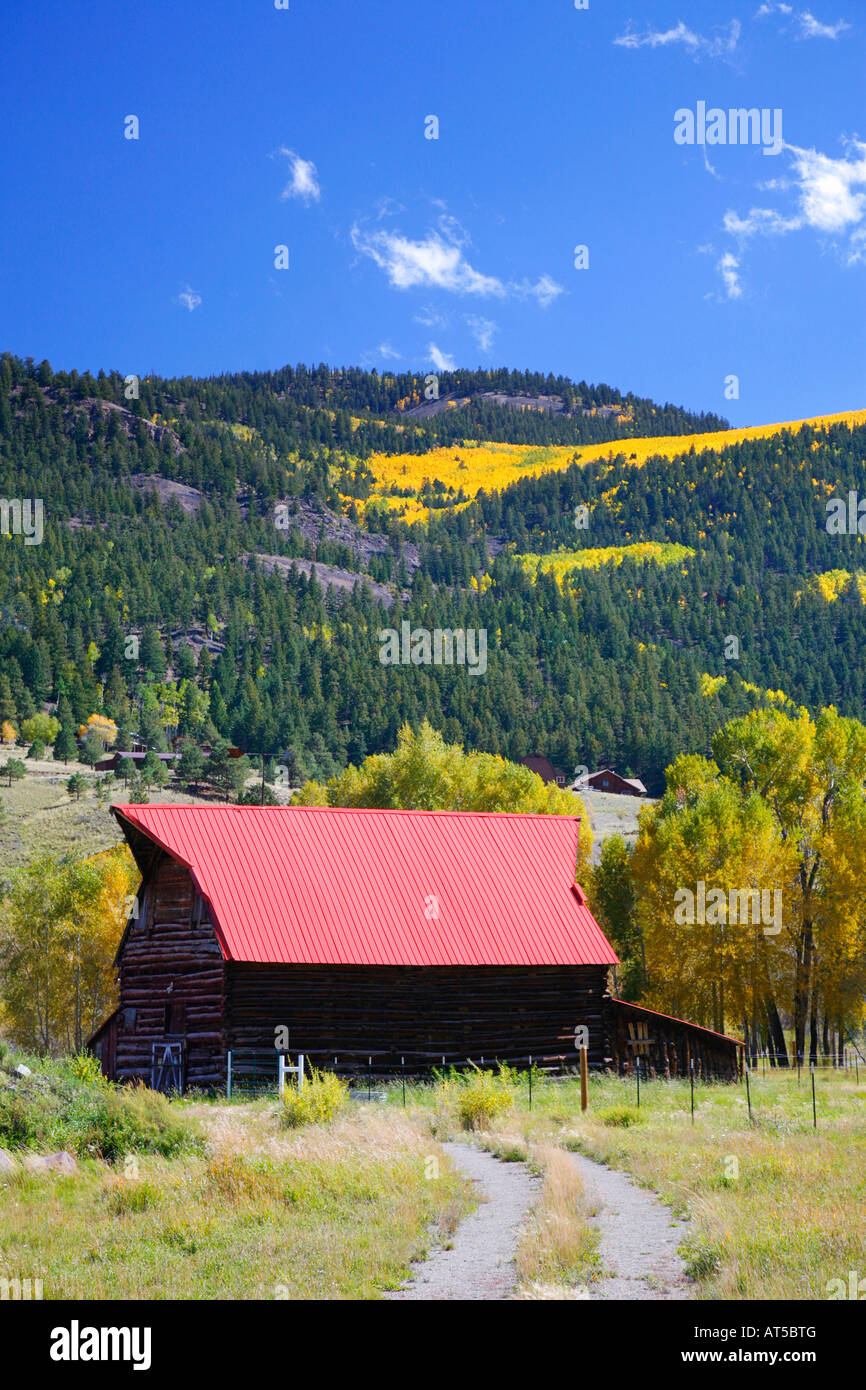 Red barn outside of Lake City, Uncompahgre National Forest, Colorado ...