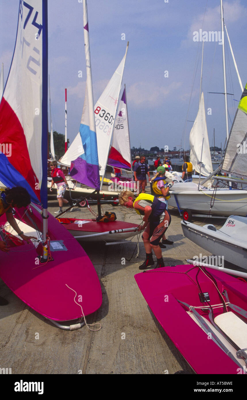 Launch sailing dinghy boats River Deben Woodbridge Suffolk Stock Photo ...