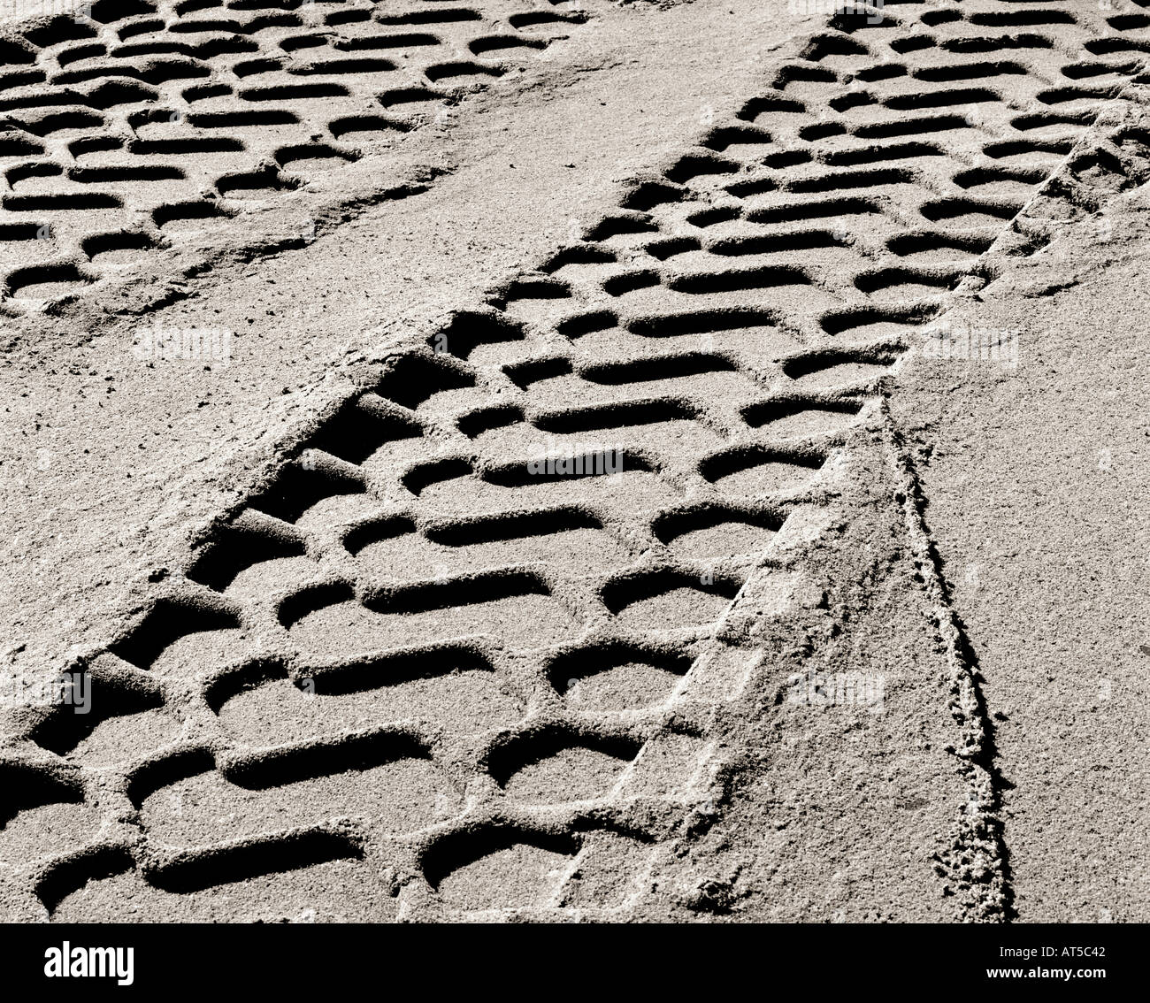 large construction vehicle tyre tracks in soil Stock Photo - Alamy