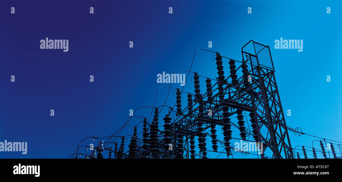 electricity supply insulated power station gantry support Stock Photo ...