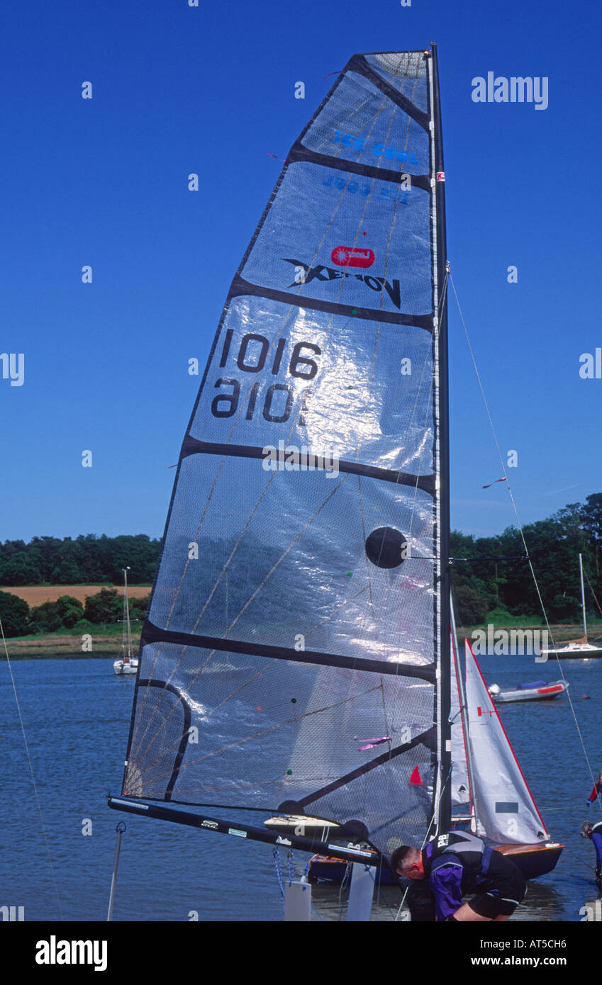 Sails of sailing dinghy boats River Deben Woodbridge Suffolk Stock ...