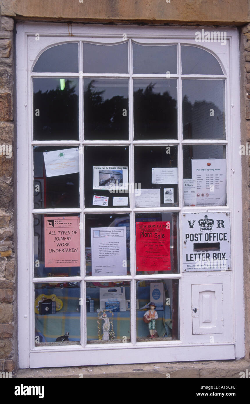 Blanchland village shop window with community notices Northumberland ...
