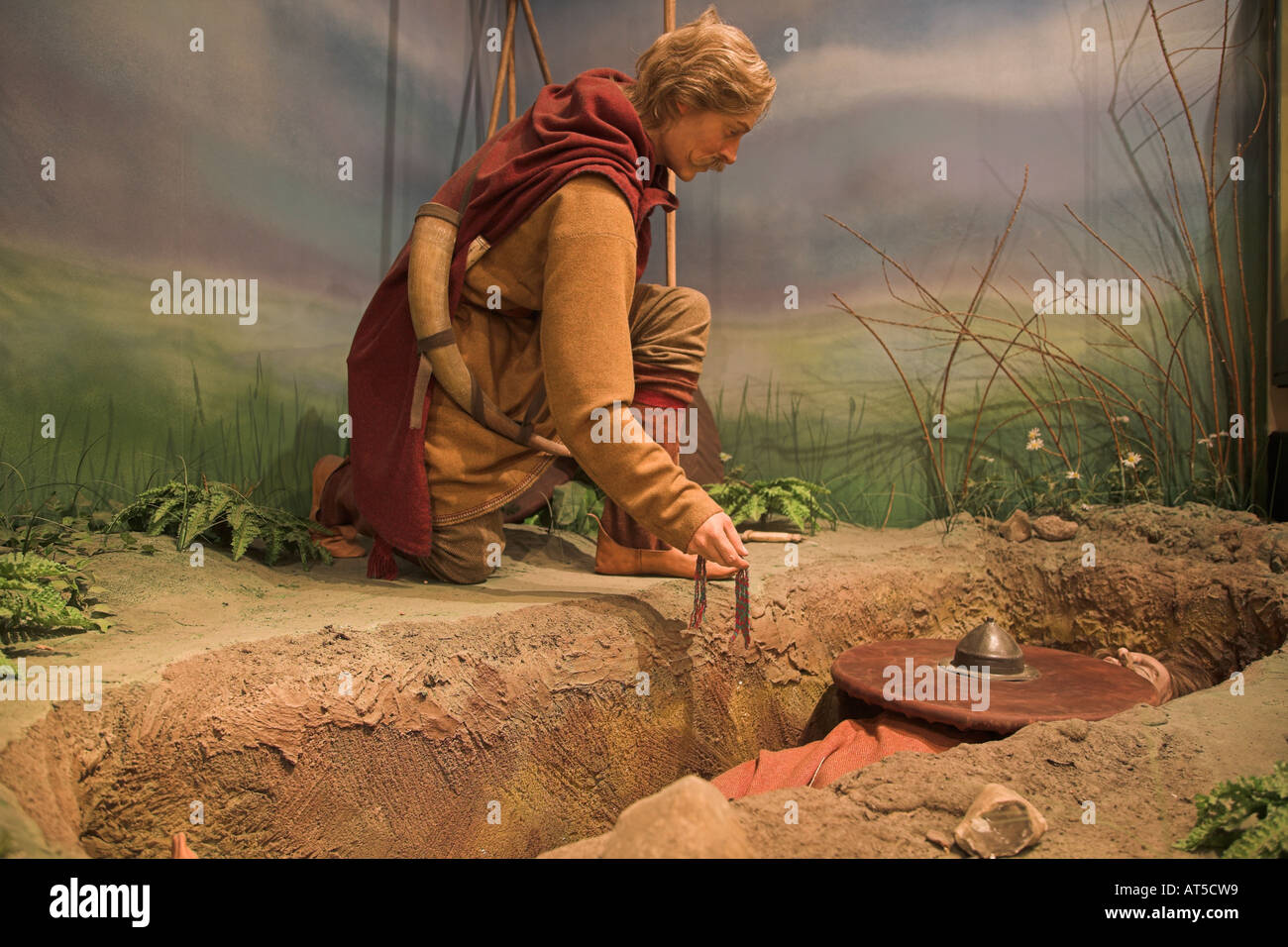 Reconstruction of Anglo Saxon burial Ipswich museum Suffolk England ...