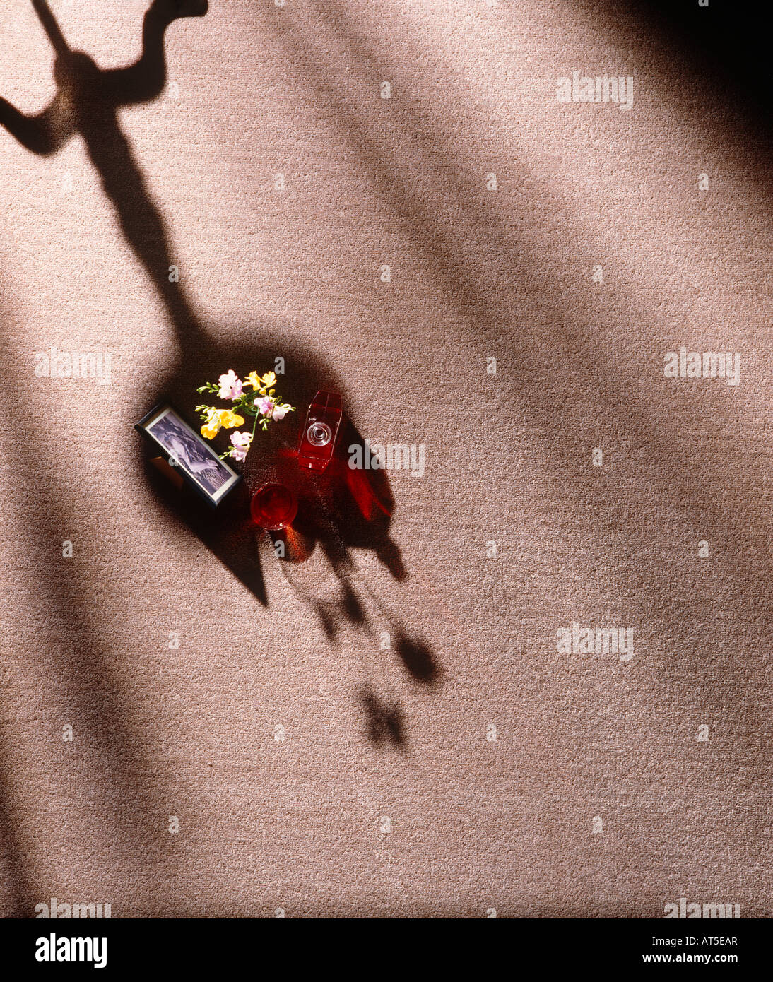Carpet shadow with items that would have been on top of the table ...