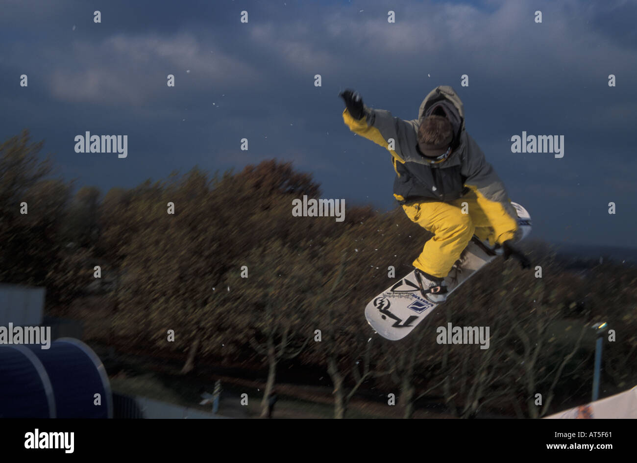 A Snowboarder flying through the air at an event at Alexander palace ...