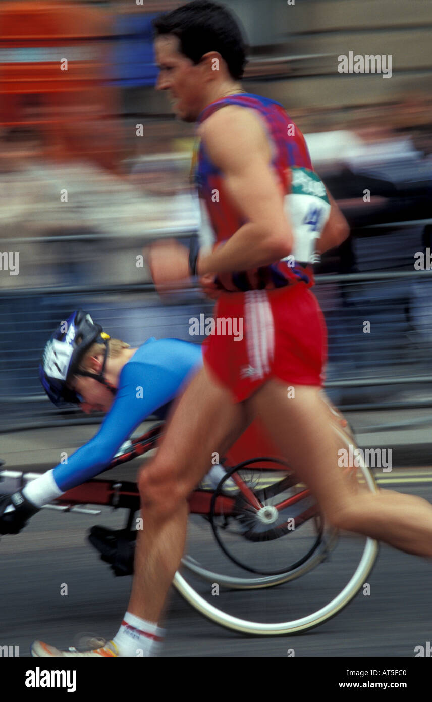Paralympic runners at the London marathon United Kingdom Stock Photo ...
