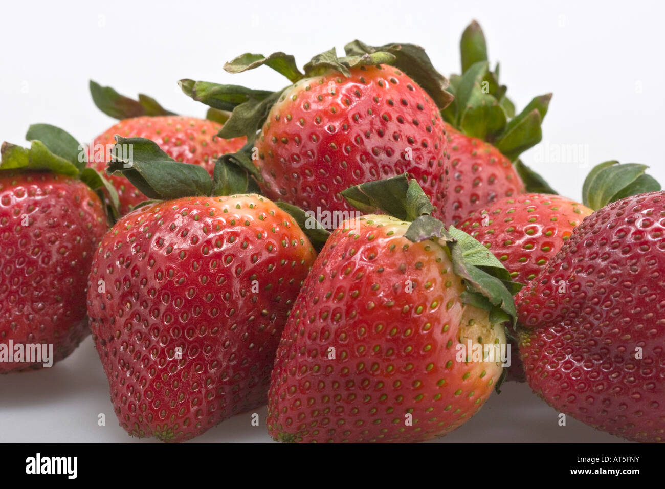 Strawberries fruit selling at farmers market from above overhead ...