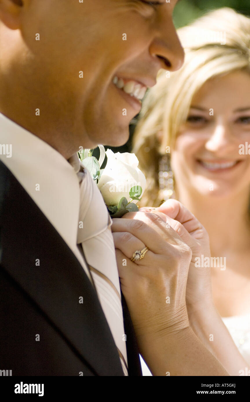 A beautiful bride and handsome groom on their wedding day Stock Photo ...