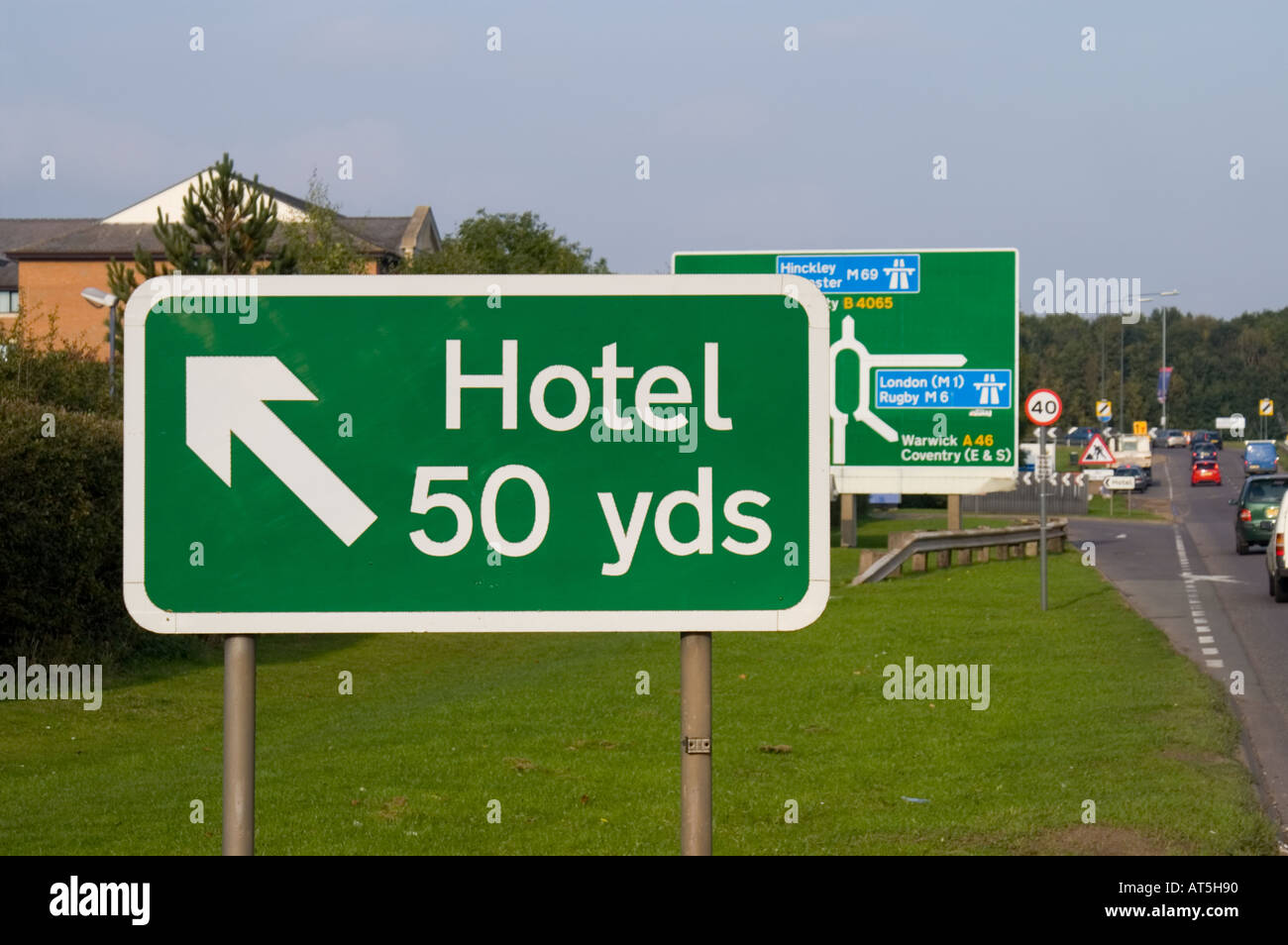 Exit sign from main road to Hilton Hotel International Coventry England ...