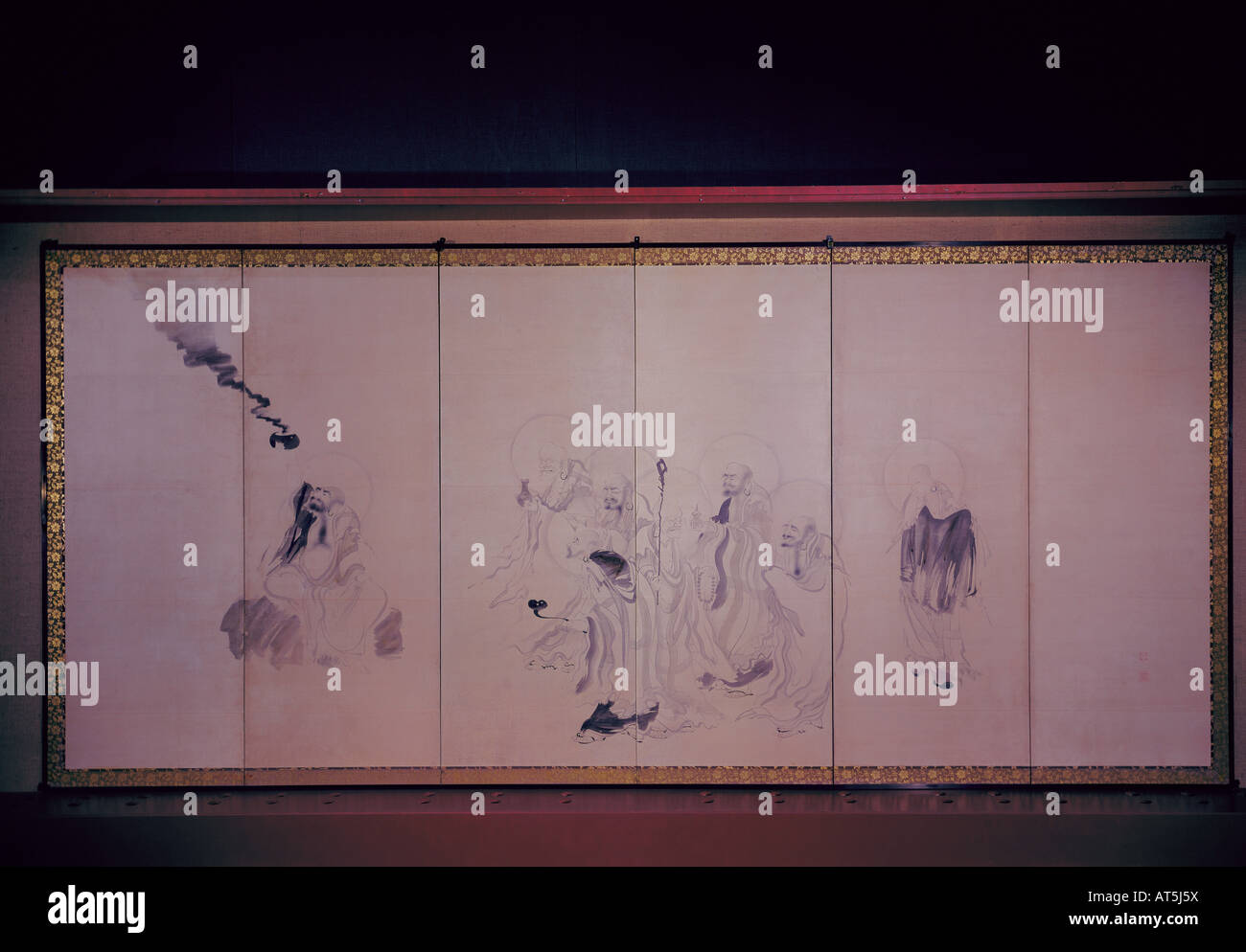 fine arts, Bunshu, Isshi (1608 - 1645), Japanese folding screen, "Eight ...