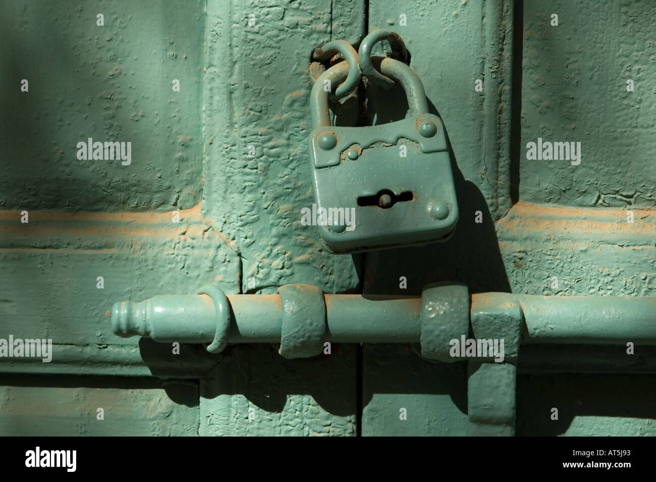 Morocco old green lock in Bahia palace Stock Photo - Alamy