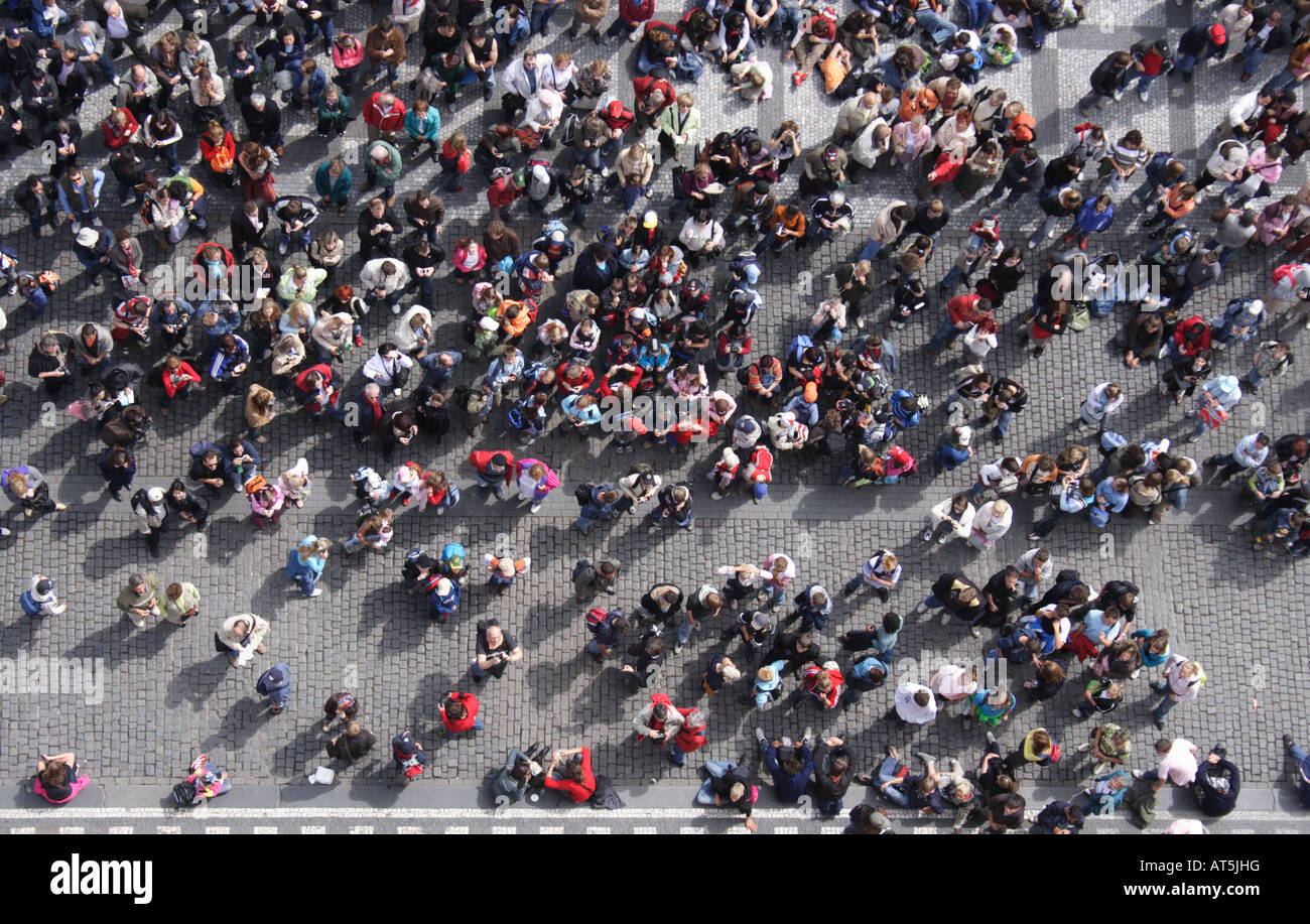 Bird's Eye View to crowd on square Stock Photo - Alamy