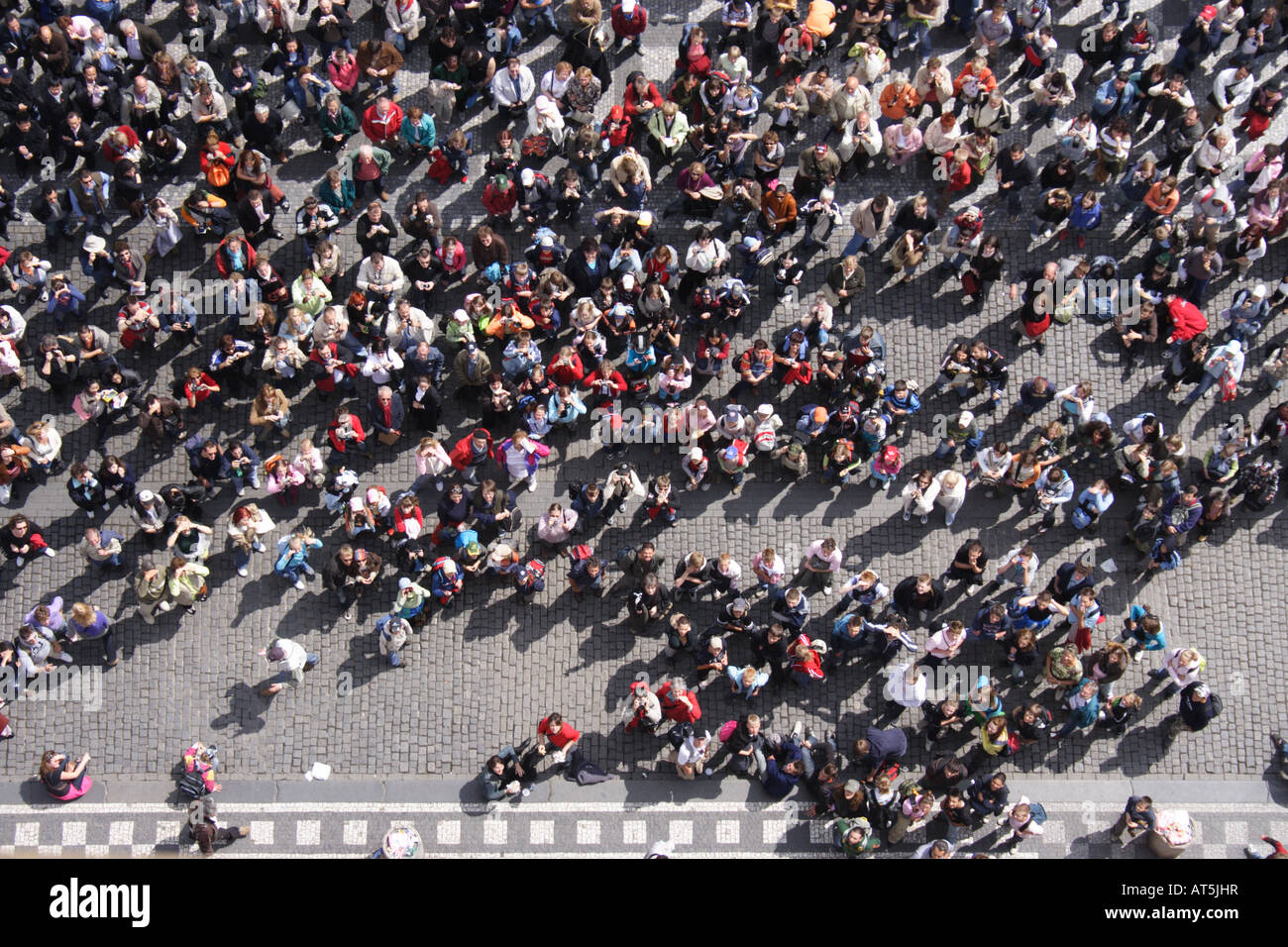 Bird's Eye View to crowd on square Stock Photo - Alamy