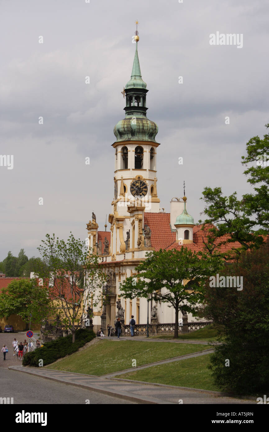 Clock tower monastery Prague Cloudy Stock Photo - Alamy