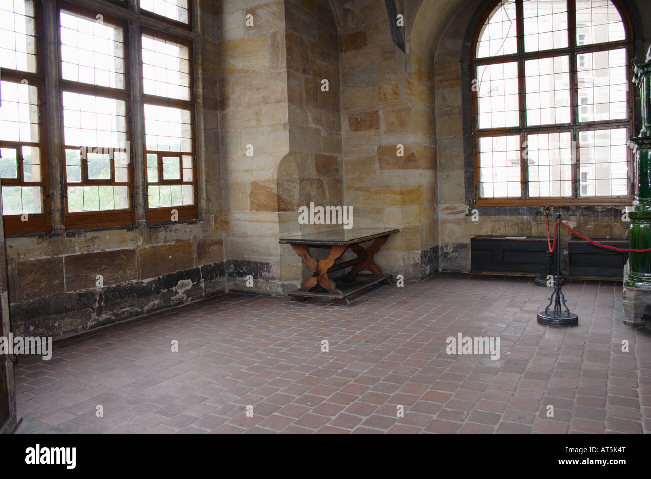 medieval Prague Castle Interior Hall floor table windows floor tiles ...