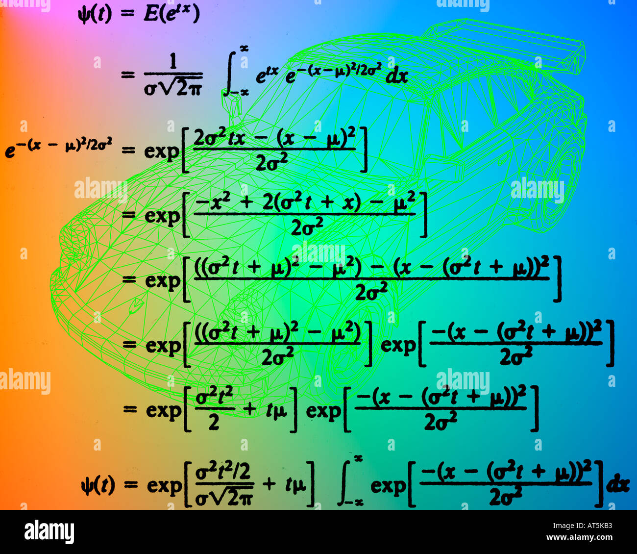 3D wire frame view of car on computer monitor with mathematical symbols composited Stock Photo ...
