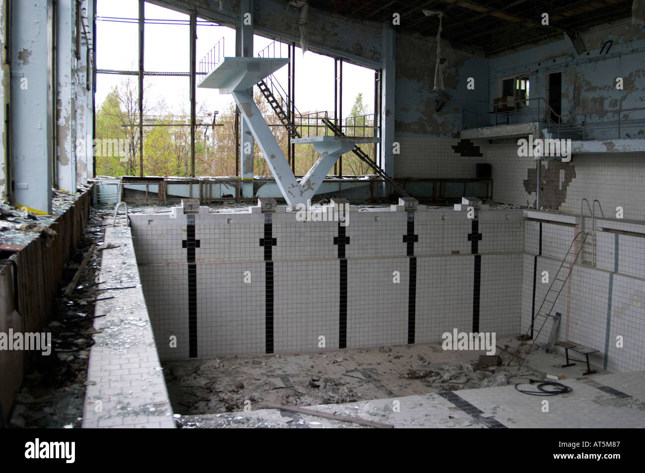 a city's swimming pool in Prypiat (Chernobyl), Ukraine. 19 years after ...