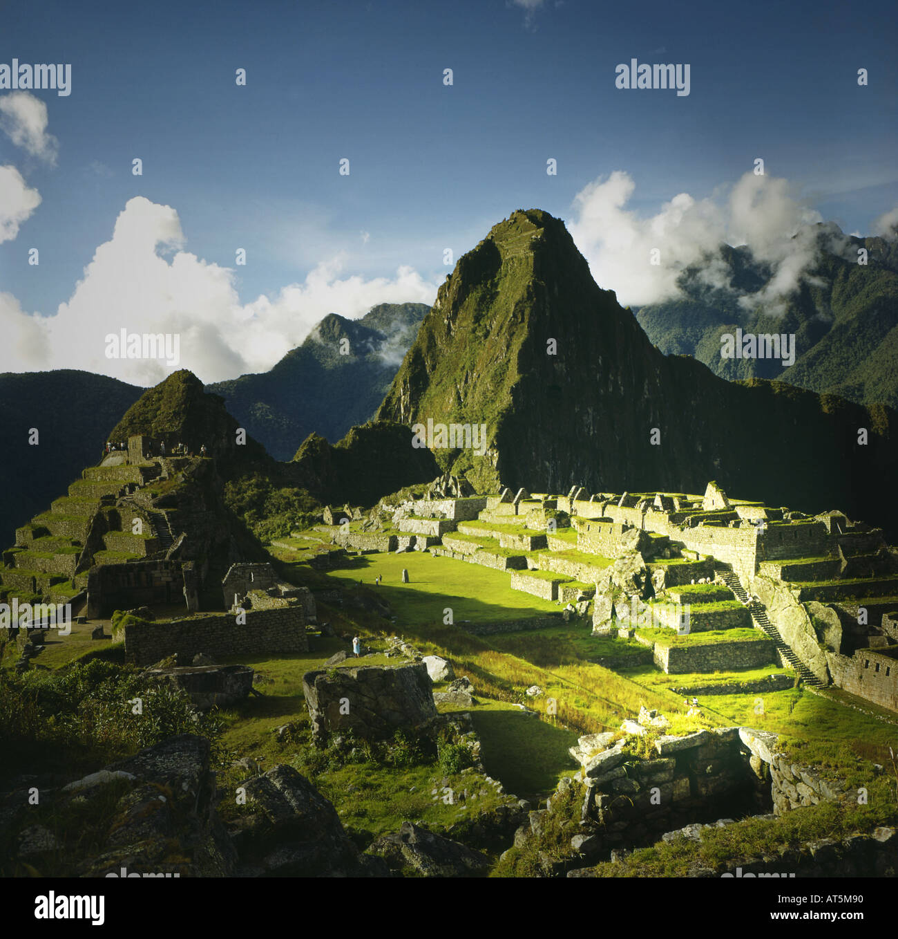 sun projects spotlight on Machu Picchu ruins in Peru South America ...