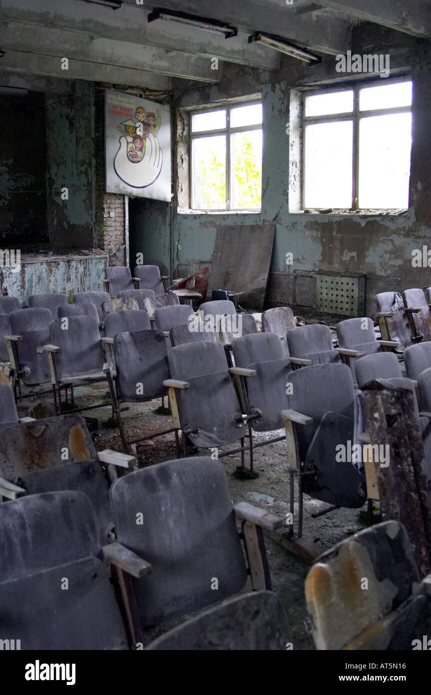 a school hall in a school in Prypiat (Chernobyl), Ukraine. 19 years ...