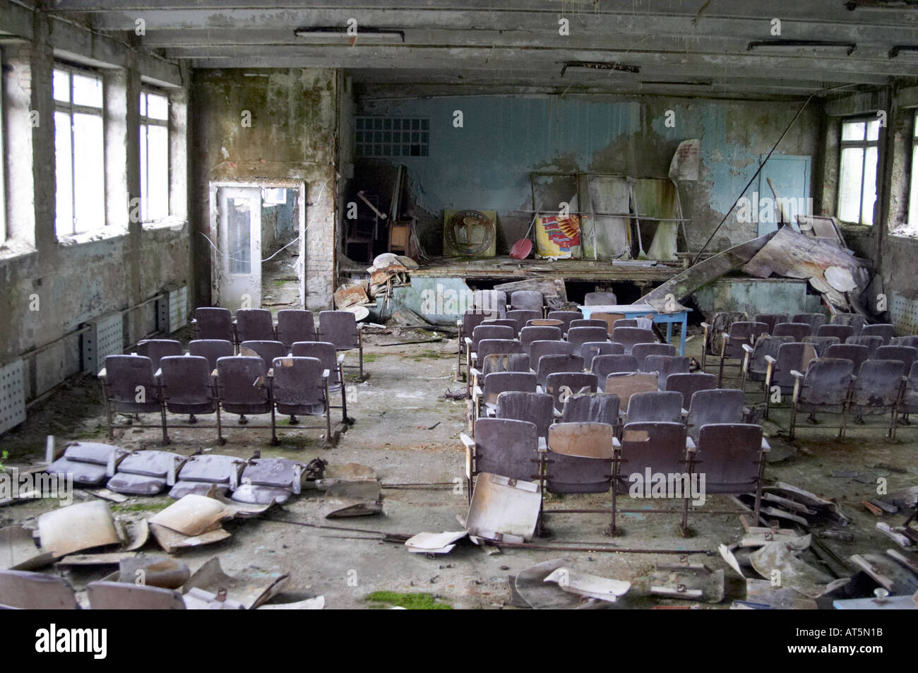 a school hall in a school in Prypiat (Chernobyl), Ukraine. 19 years ...