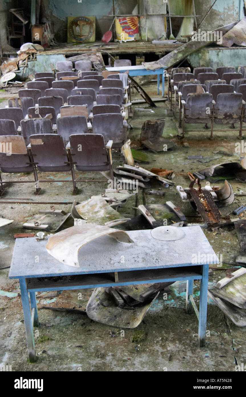 a school hall in a school in Prypiat (Chernobyl), Ukraine. 19 years ...