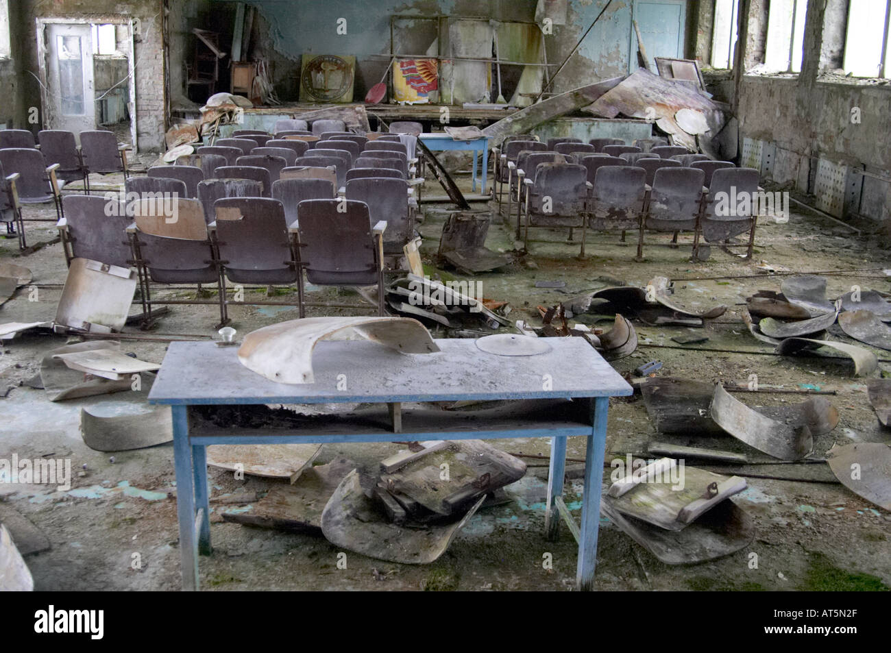 a school hall in a school in Prypiat (Chernobyl), Ukraine. 19 years ...