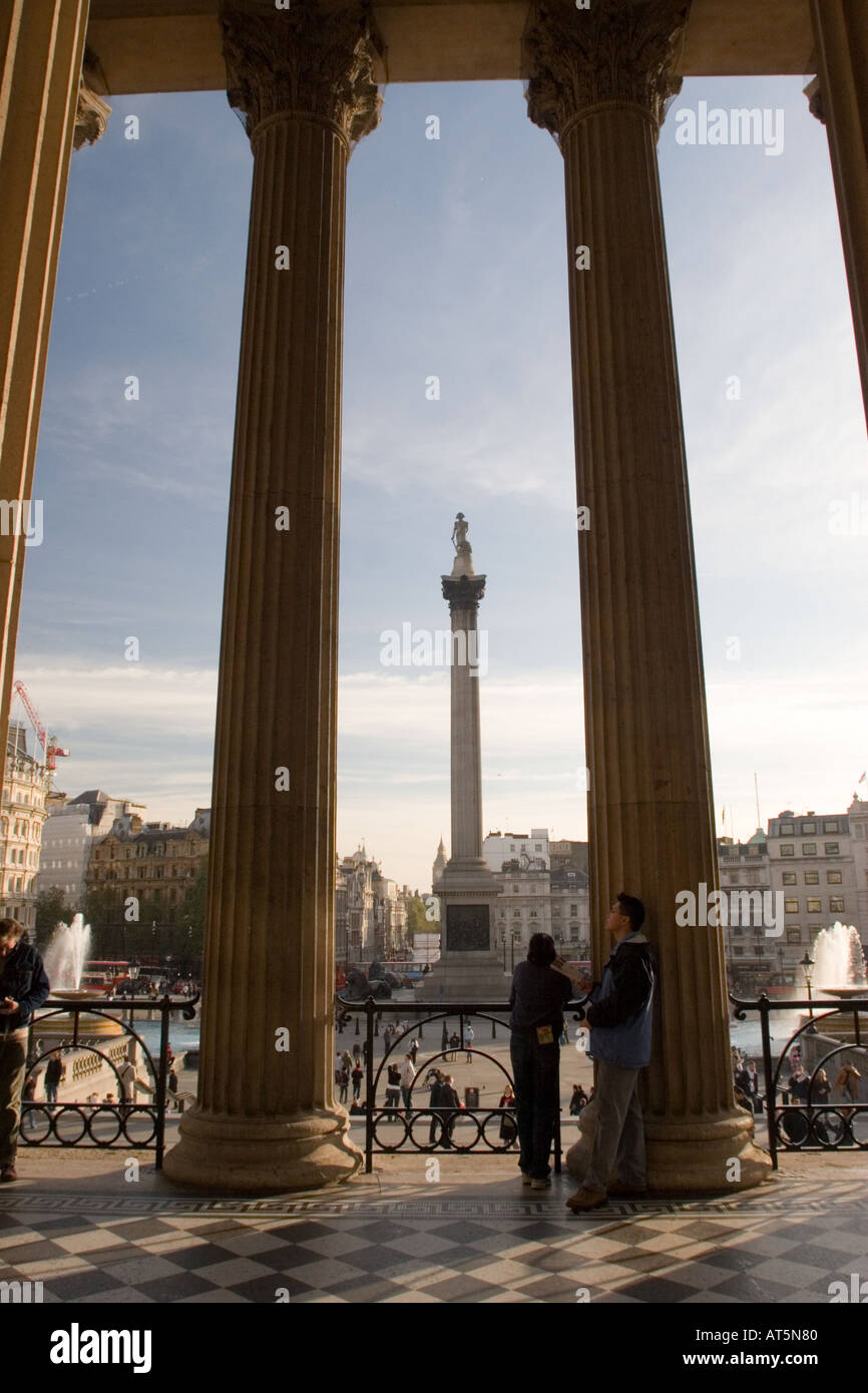 Trafalgar Square and Nelson's Column from the National Gallery, London ...