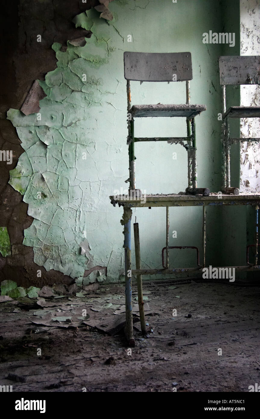a school in Prypiat (Chernobyl), Ukraine. 19 years after disaster Stock ...