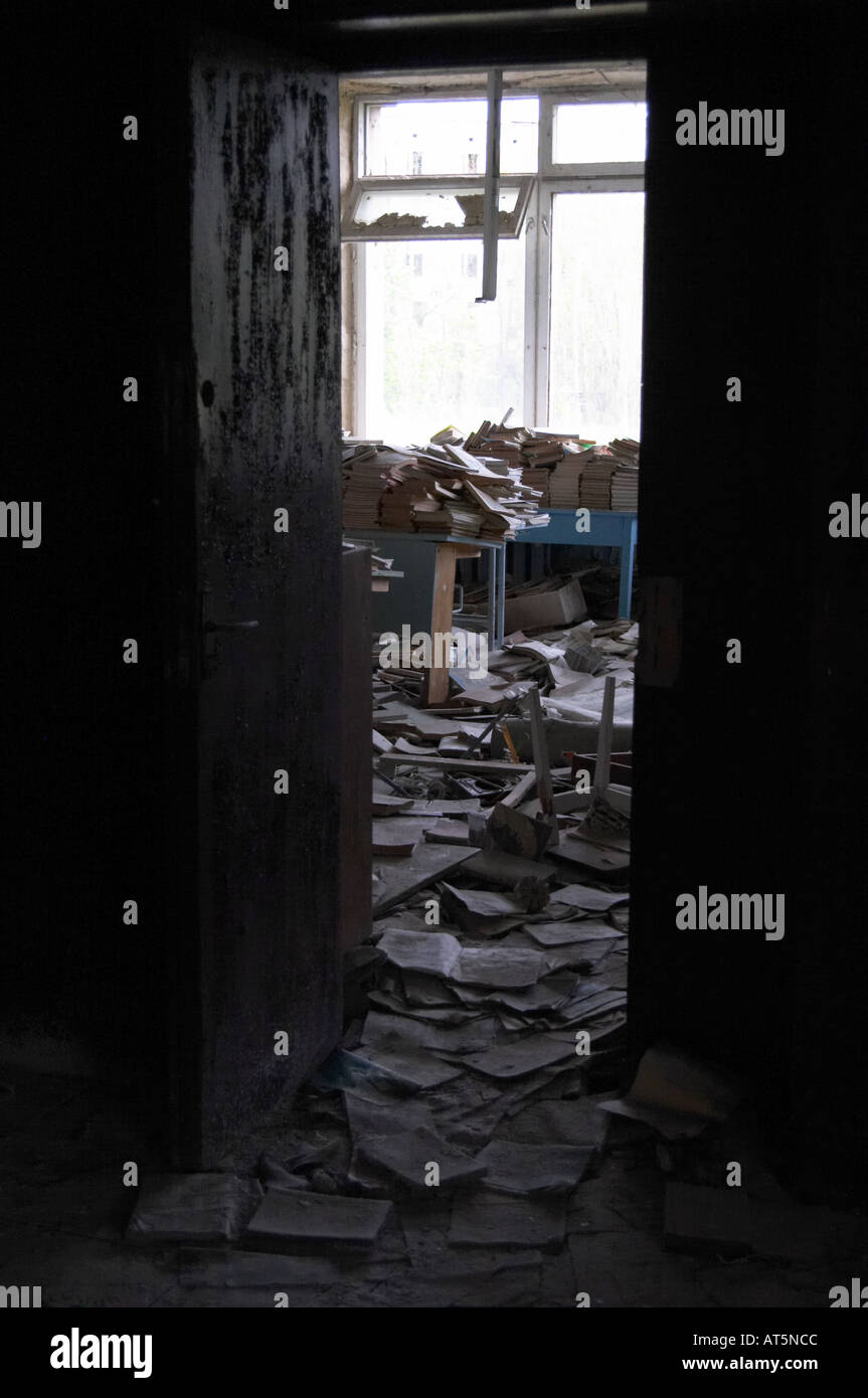 a school in Prypiat (Chernobyl), Ukraine. 19 years after disaster Stock ...