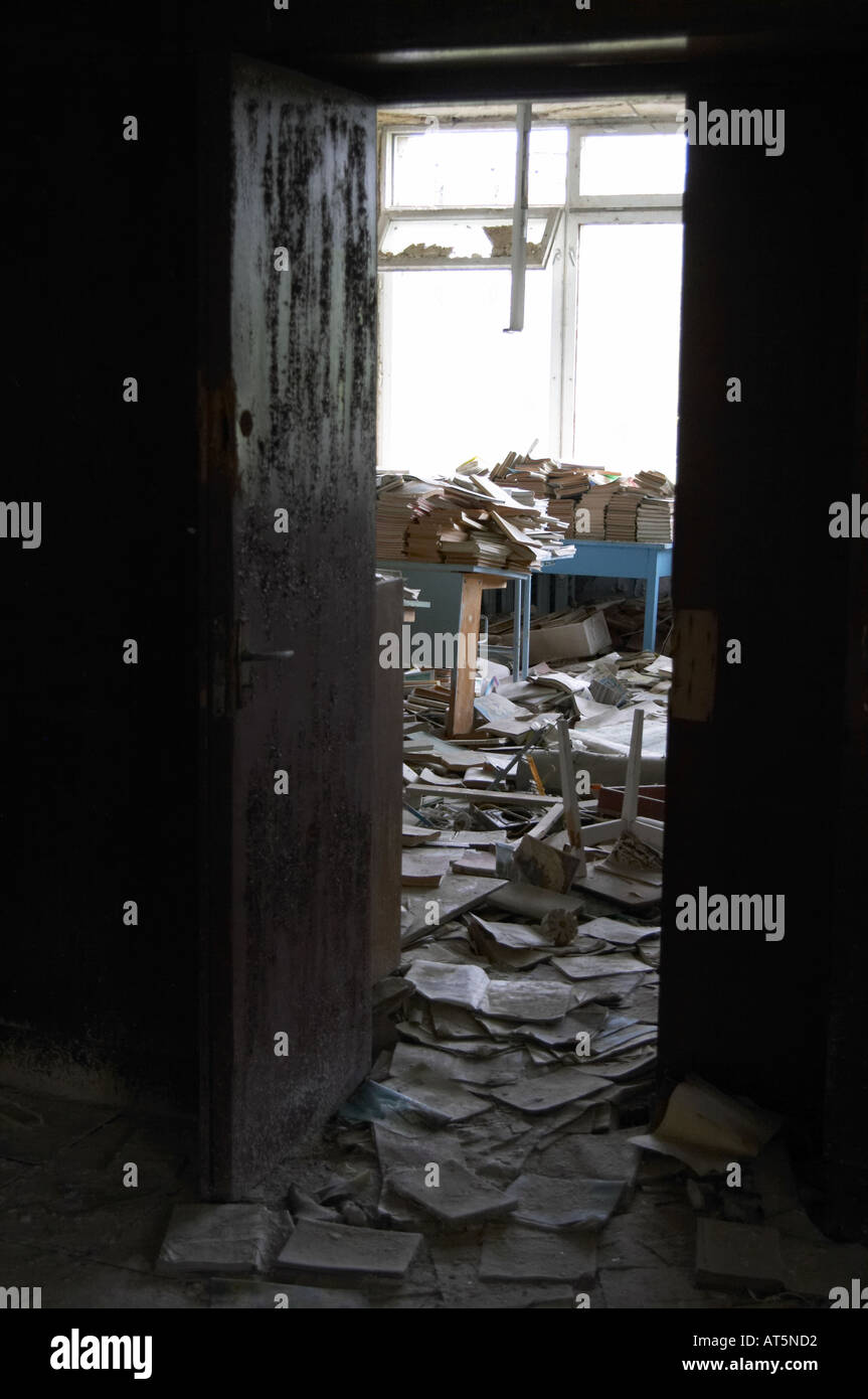 a school in Prypiat (Chernobyl), Ukraine. 19 years after disaster Stock ...