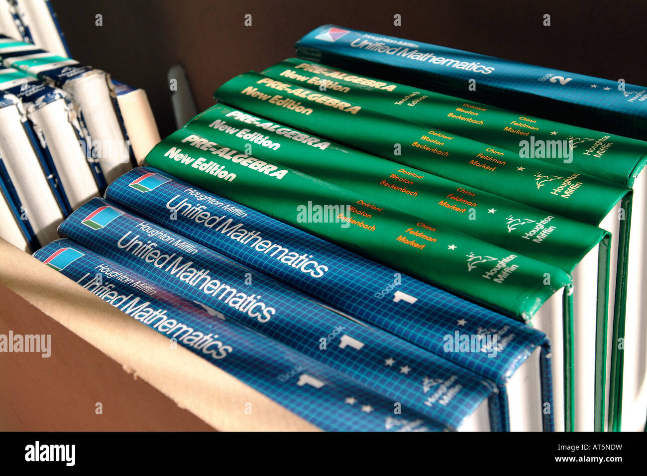 Sunlight falling across maths books in a school classroom Stock Photo ...